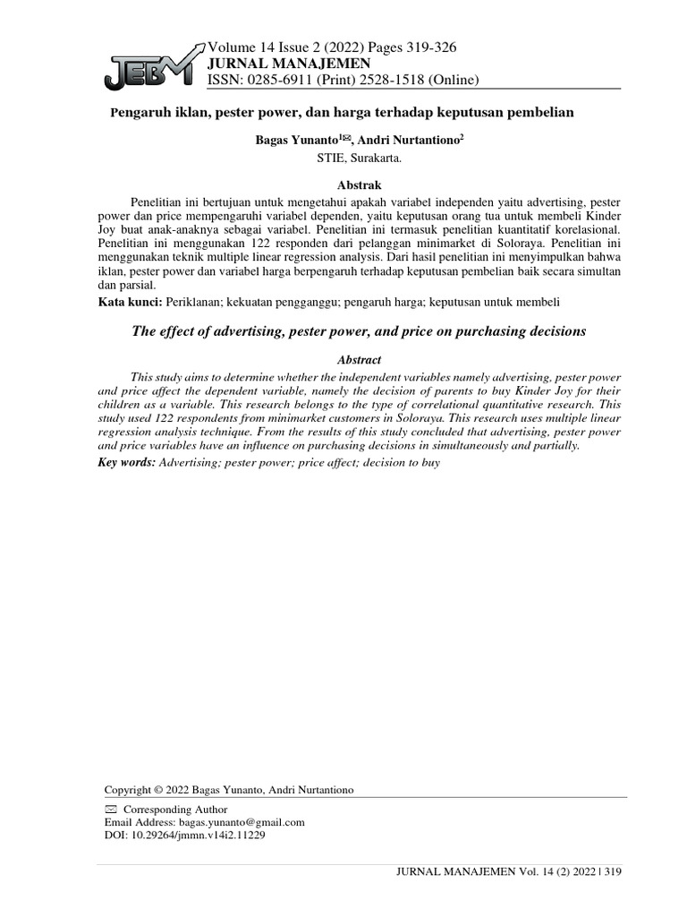 Pester Power Jurnal Manajemen | PDF | Bisnis