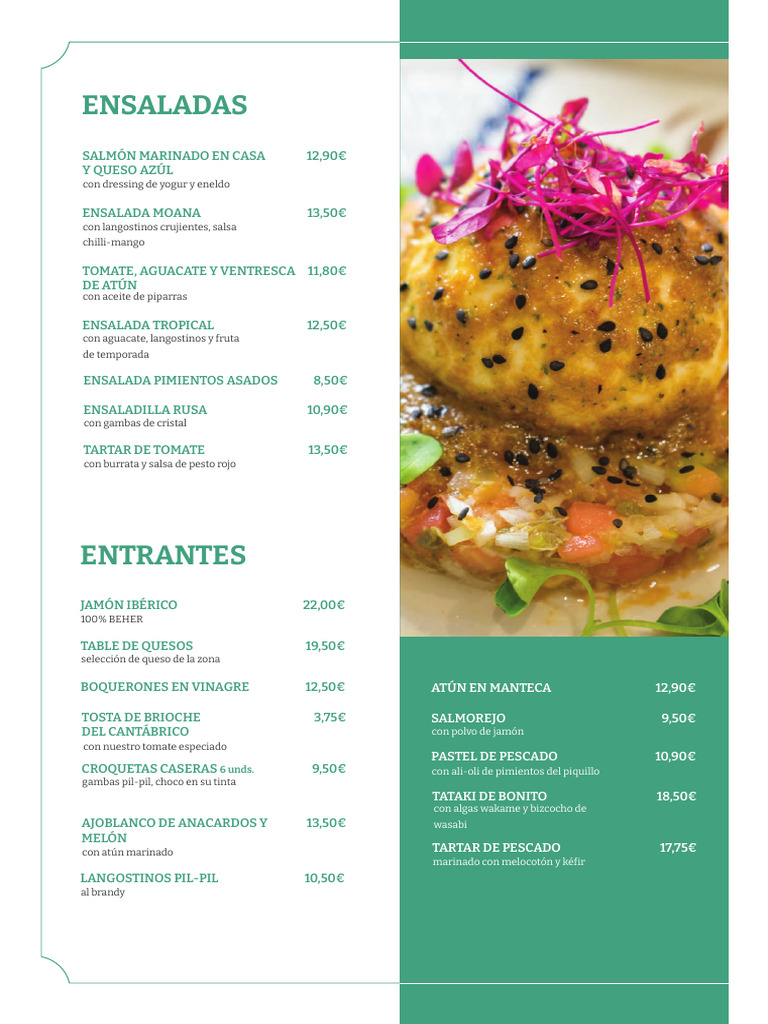 Carta | PDF | ensalada | Alimentos