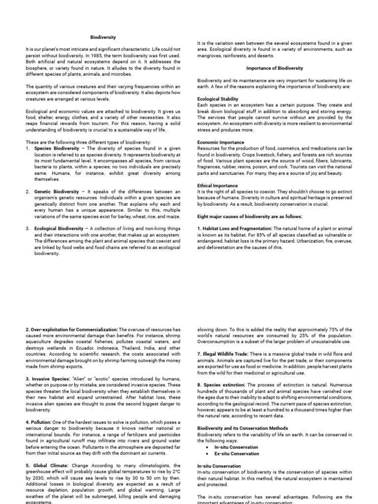 STS Finals Reviewer | PDF | Biodiversity | Conservation Biology