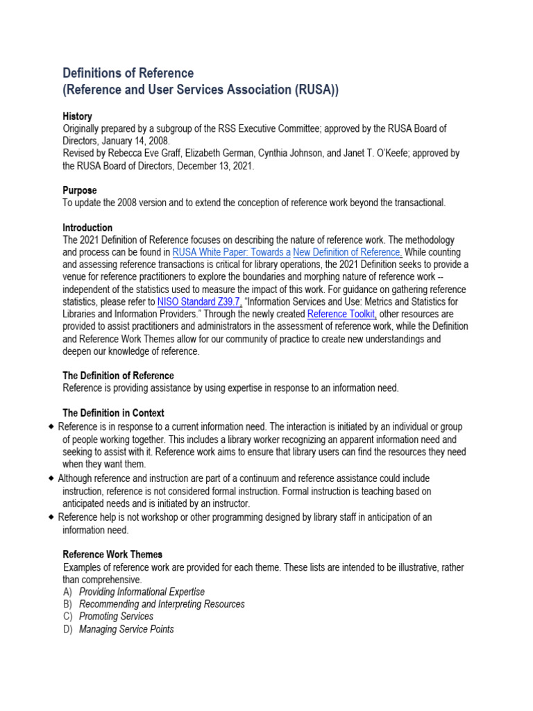 Definitions of Reference | PDF | Information | Libraries
