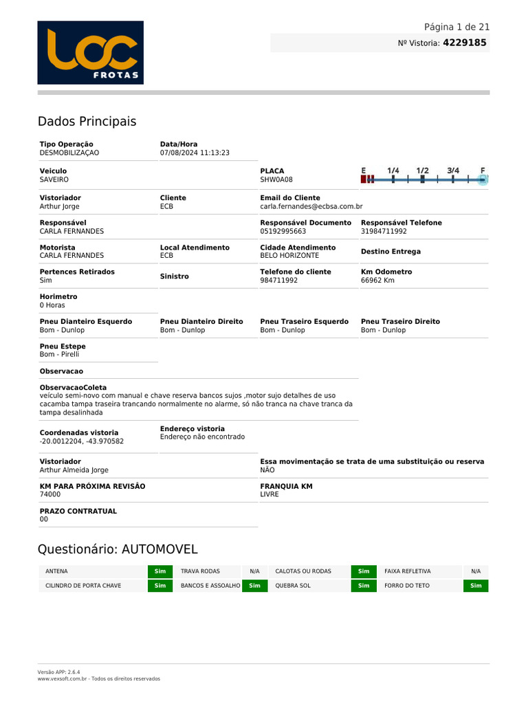 Modelo Loc Frotas | PDF | Pneu | Veículos