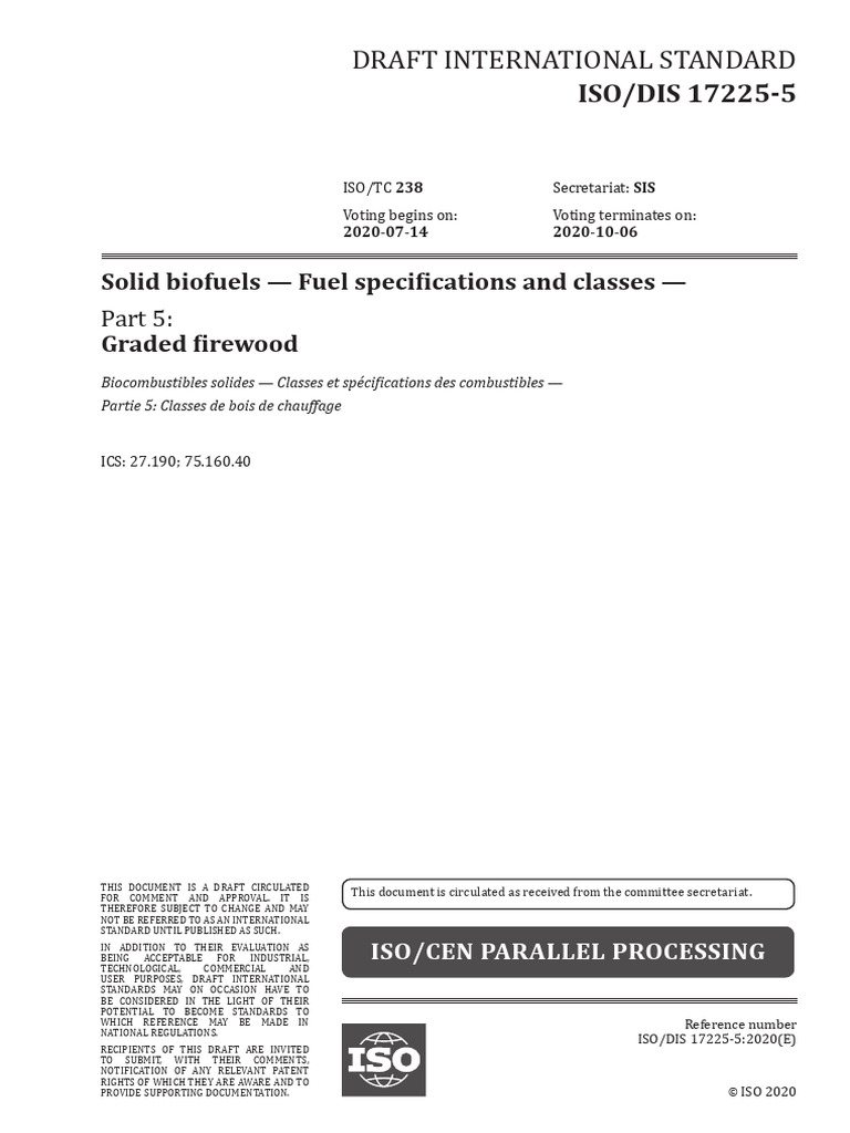 Uni en Iso 17225-5 - Draft | PDF | International Organization For ...