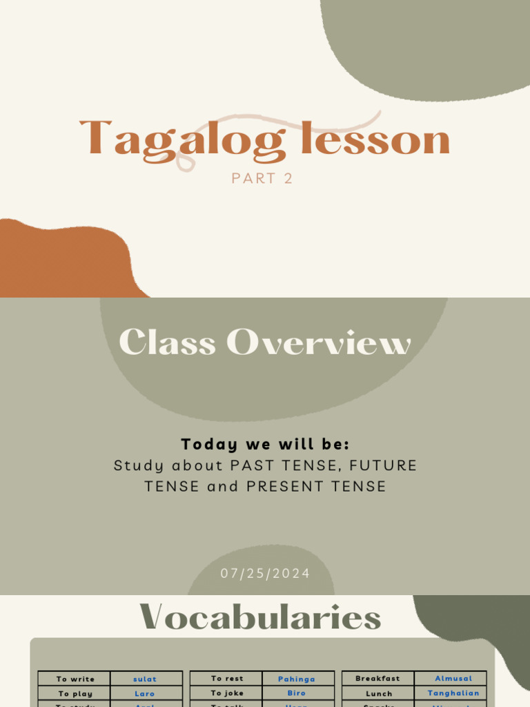 Tagalog Vocabulary and Grammar Guide | PDF