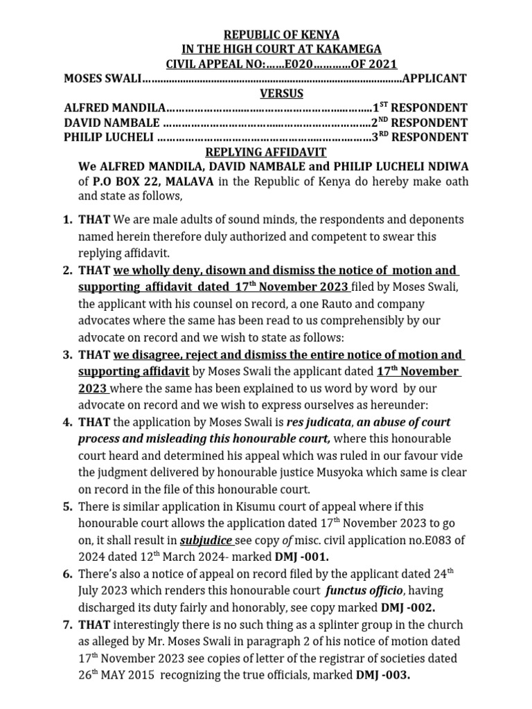 Mandila Replying Affidavitkk | PDF | Affidavit | Public Law