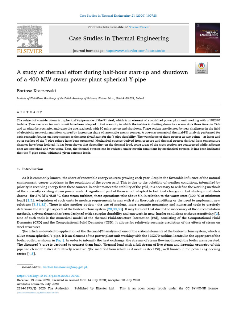 A Study of Thermal Effort During Half-Hour Start-Up and Shutdown of A ...