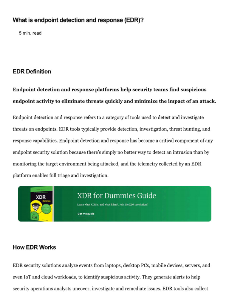 002 EDR (Endpoint Detection and Response) - 1 | PDF