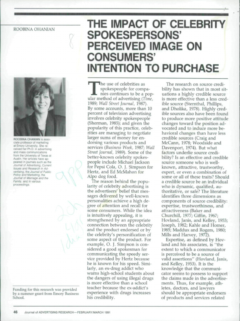 The Impact of Celebrity Spokespersons' Perceived Image On Consumers ...