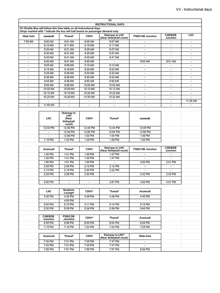Shuttle Bus Schedule - 13.04.2024 Onwards | PDF | Transport | Public ...