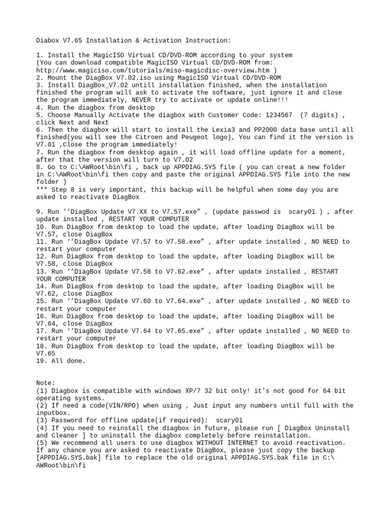 DiagBox V7.65 Installation Guide | PDF | Installation (Computer ...