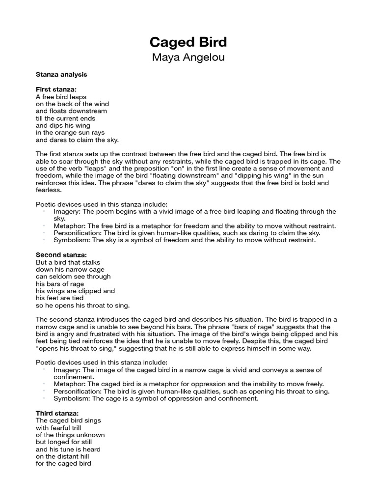 Caged Bird Exam Everything | PDF | Psychological Resilience | Empathy