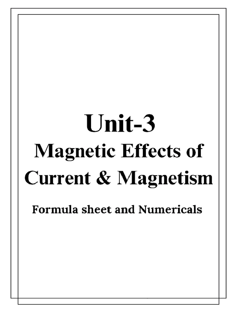 Unit-3 Formula Sheet & Numericals | PDF