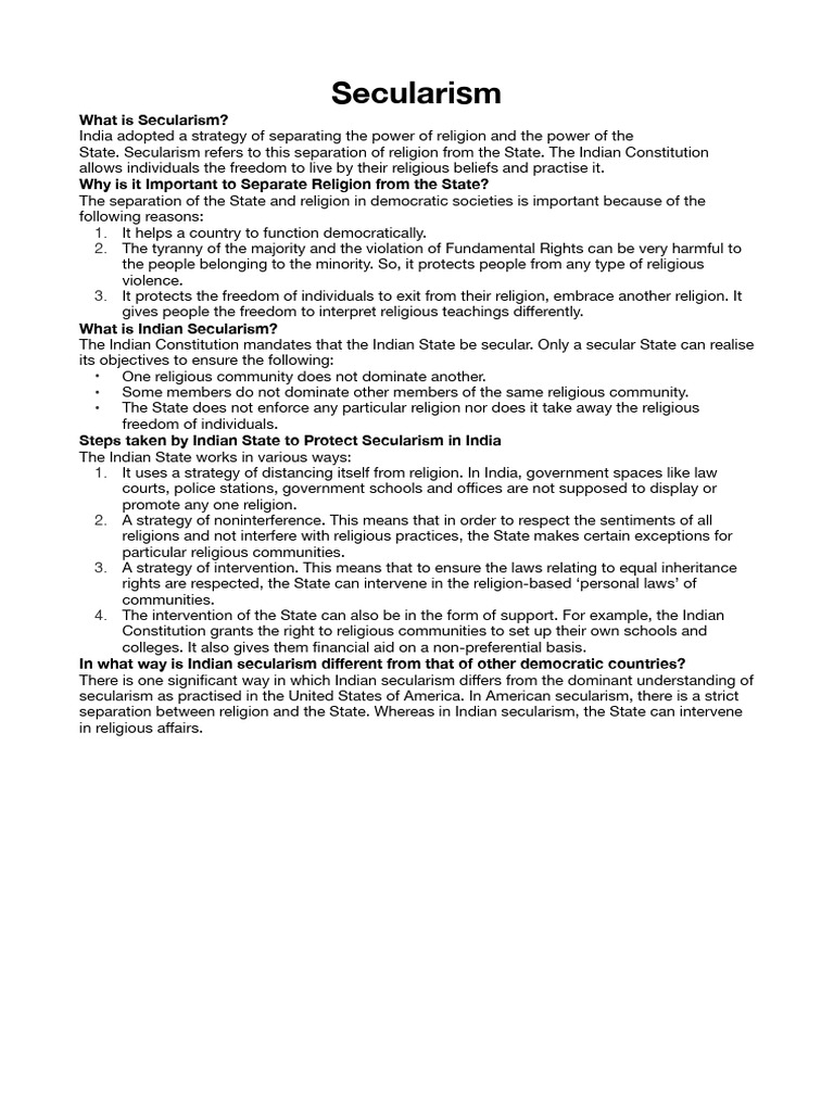 Secularism | PDF | Secularism | Separation Of Church And State