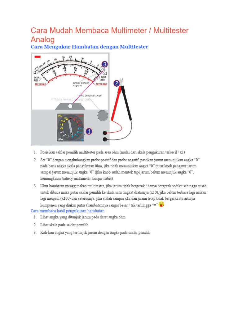 Cara Mudah Membaca Multimeter | PDF | Metode & Bahan Ajar | Teknologi & Rekayasa