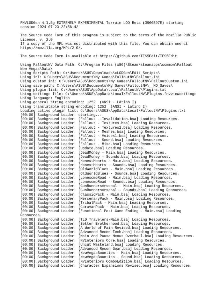 Fnvlodgen Log | PDF | Text File | Plug In (Computing)