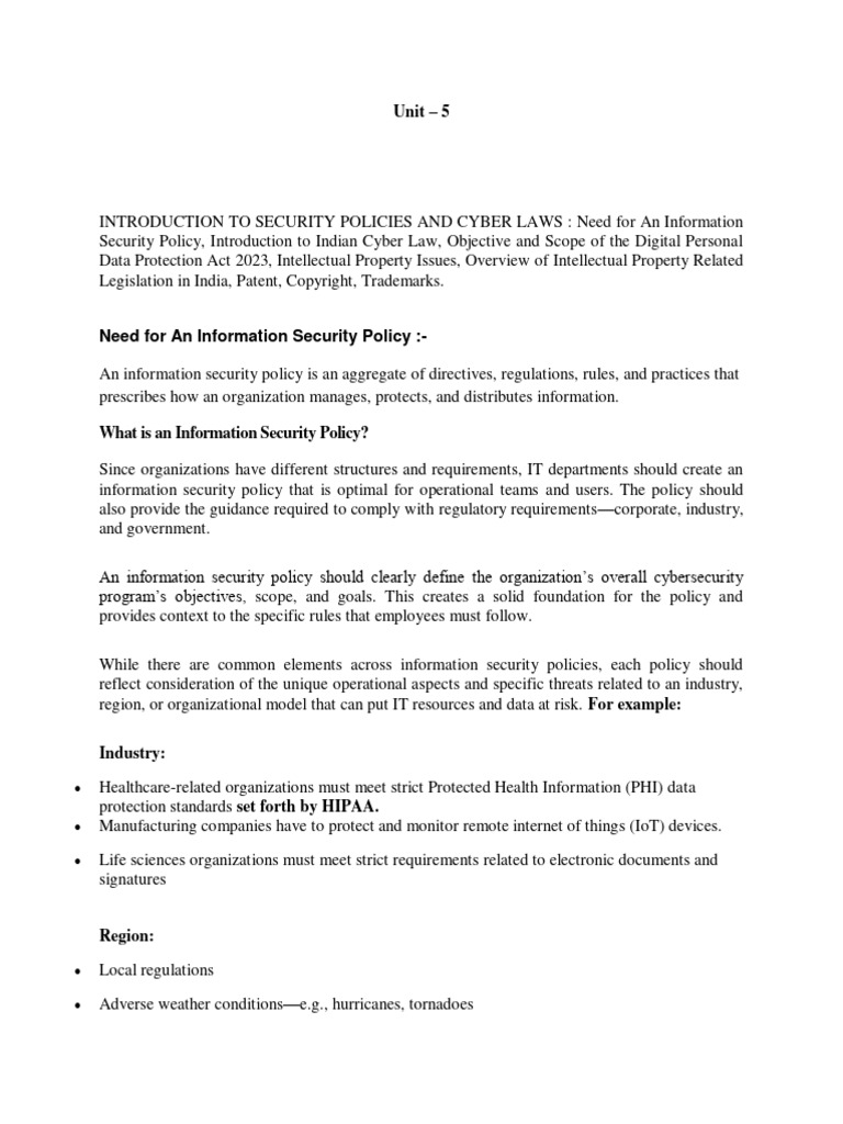 Cyber Security Unit 5 Notes Pdf Information Security Computer Security