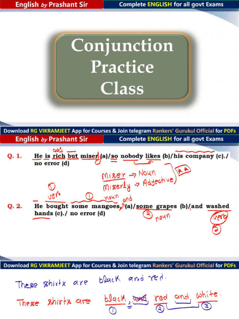 197 Conjunction Practice 04 Class Notes GRAMMAR CONJUNCTION | PDF