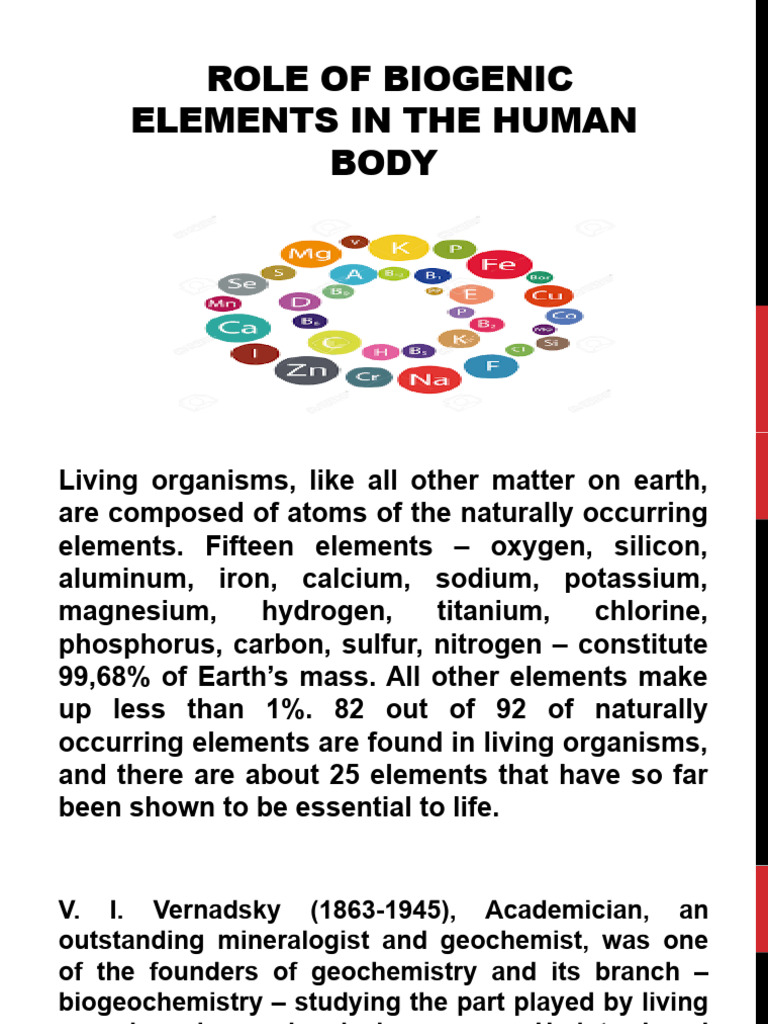 Lecture 1-Role of Biogenic Elements in The Human Body | PDF | Calcium ...