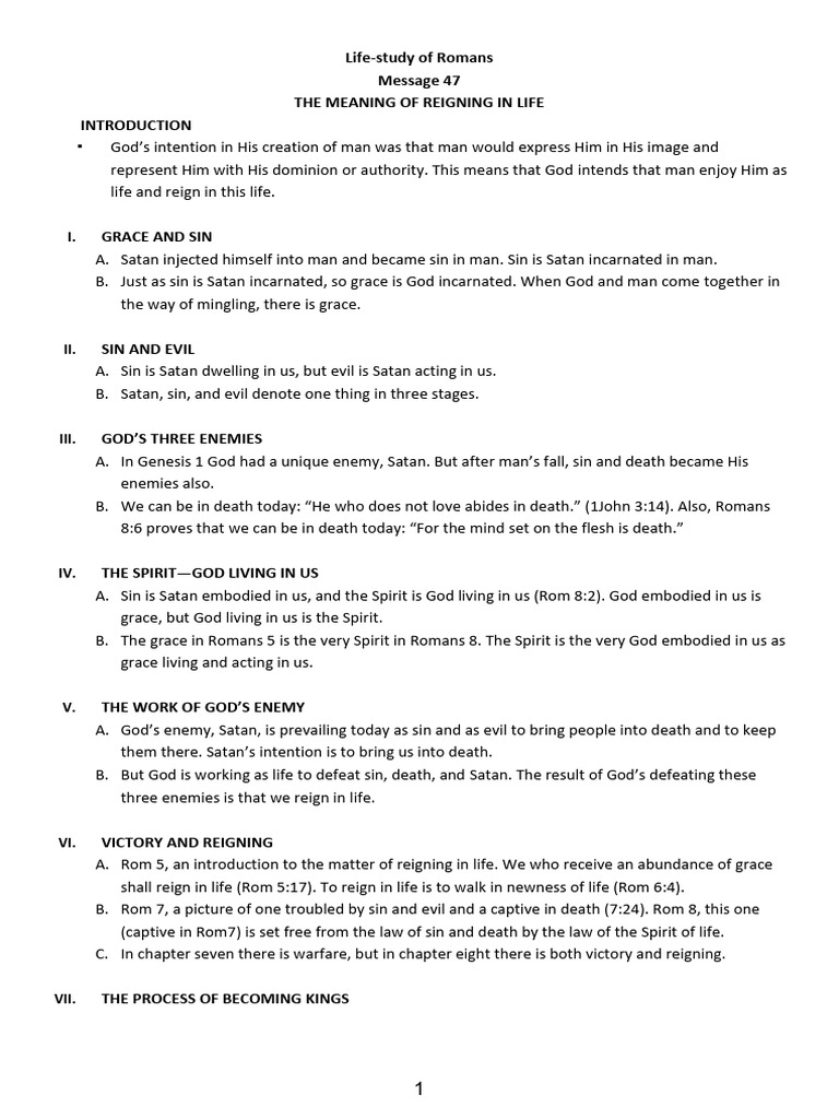 47&48 Eng LS Rom Outlines | PDF | Grace In Christianity | Glory (Religion)