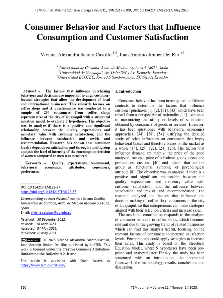 TEMJournalMay2023_820_831 (6) | PDF | Consumer Behaviour | Structural Equation Modeling