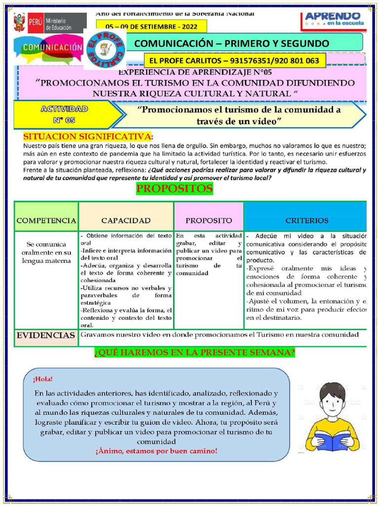 Experiencia de Aprendizaje #05 - Actividad #05 - 1ero y 2do - Comunicacion - 00001 | PDF