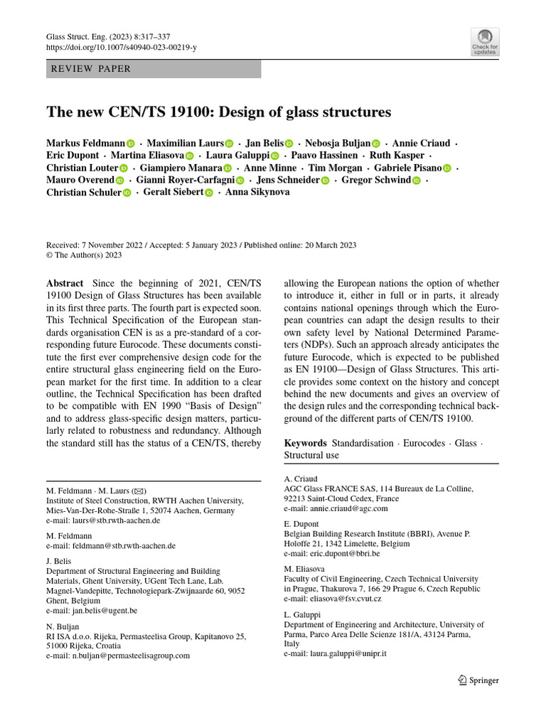 CEN/TS 19100: Glass Structure Design | PDF | Glasses | Strength Of ...