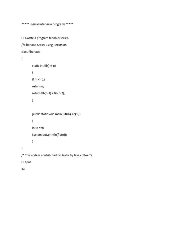 Java Programming Logic Examples | PDF | Class (Computer Programming ...