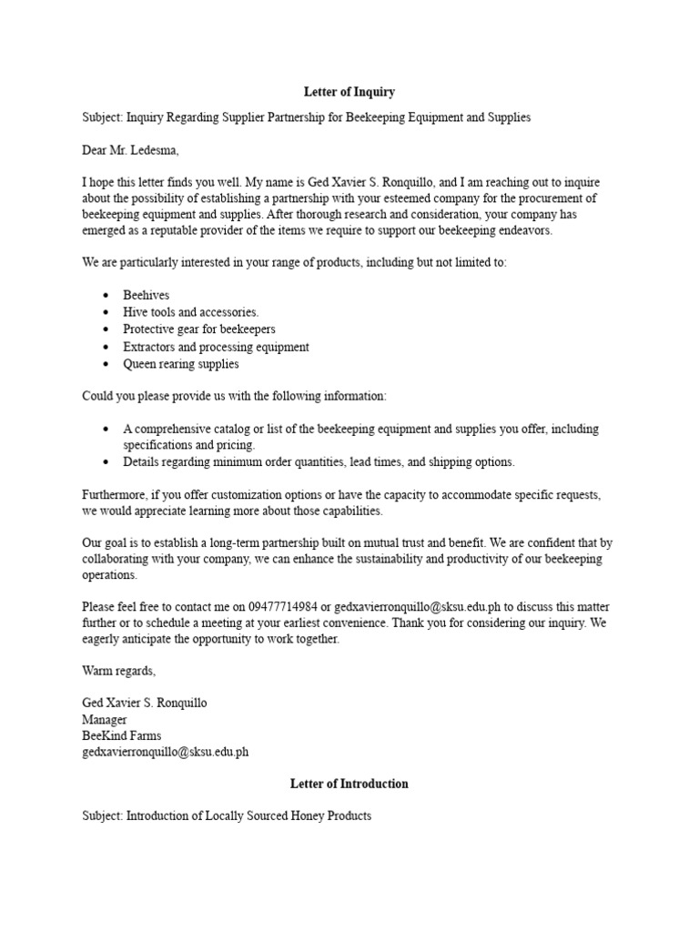 Business Letters (Hydroponics) | PDF | Beekeeping | Beehive