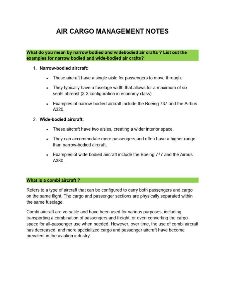 Air Cargo Management Exam Notes | PDF | Cargo | Dangerous Goods