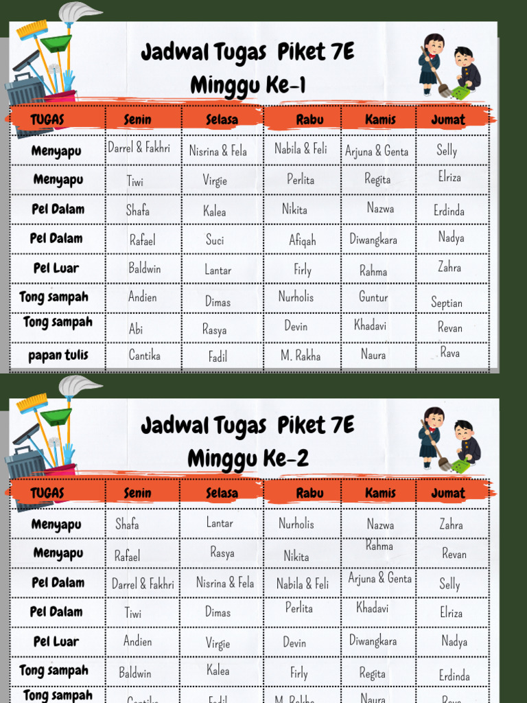 Jadwal Tugas Piket 7e | PDF
