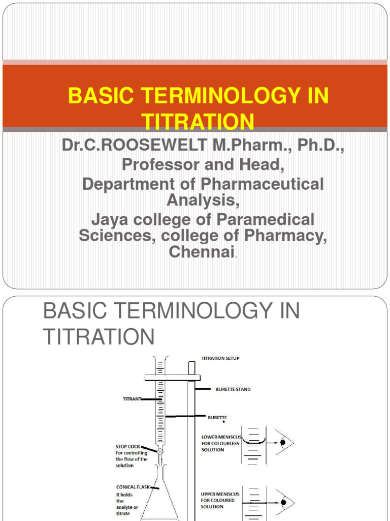 Basic Terminology in Titration | PDF | Titration | Chemistry