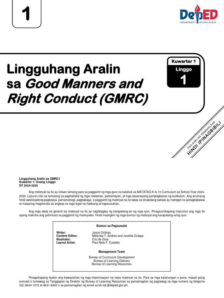 LE - GMRC 1 - Q1 - Week1 - v.3 | PDF