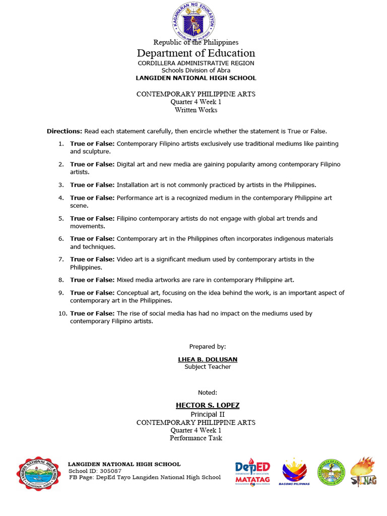 Compilations of Written Works and Performance Task | PDF | Drawing | Pencil