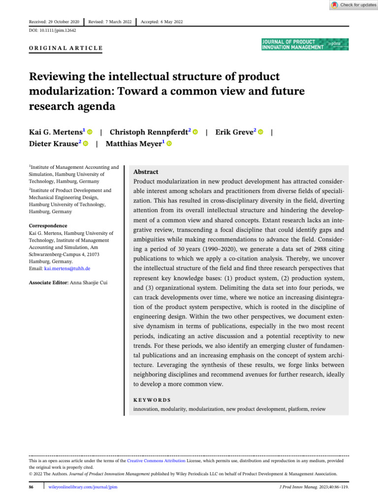 J of Product Innov Manag - 2022 - Mertens - Reviewing The Intellectual Structure of Product ...