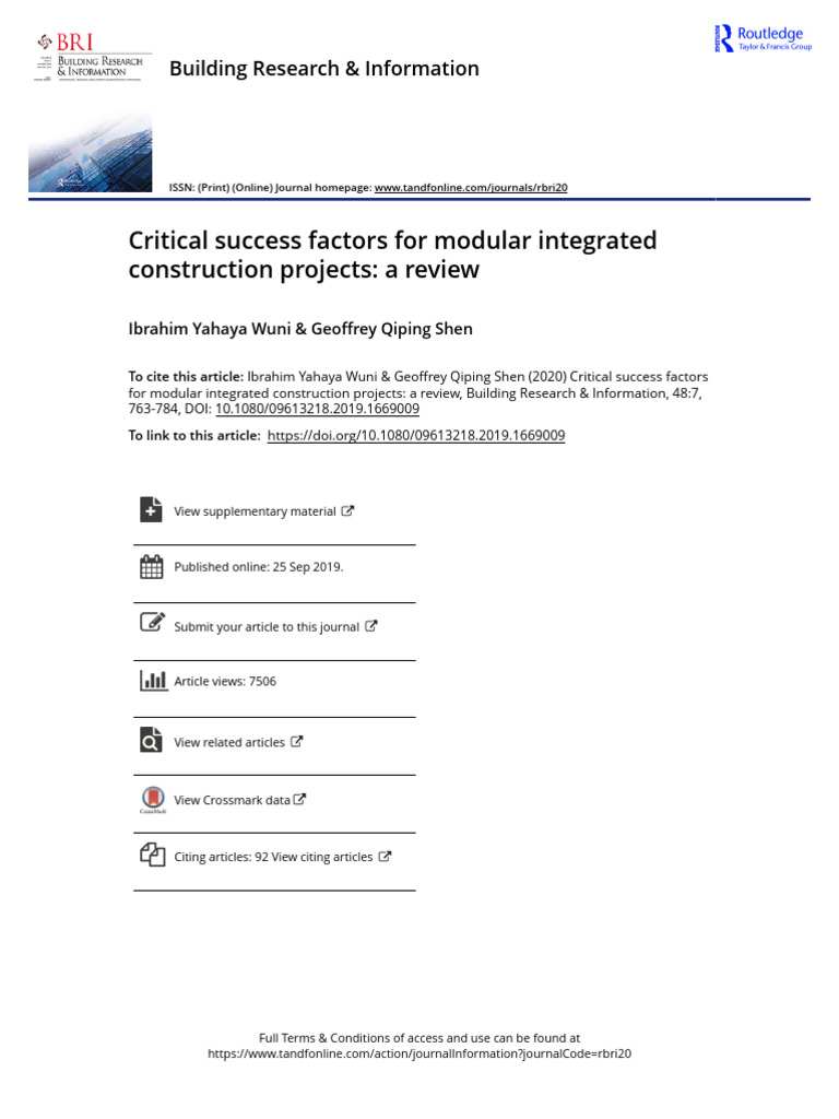 Modular Construction Success Factors | PDF | Information Retrieval ...