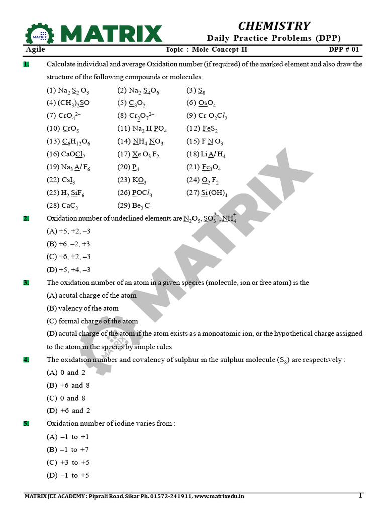 Redox RXN DPP | PDF | Titration | Chemistry