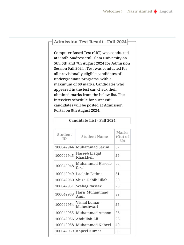 SMIU - Online Admission System | PDF