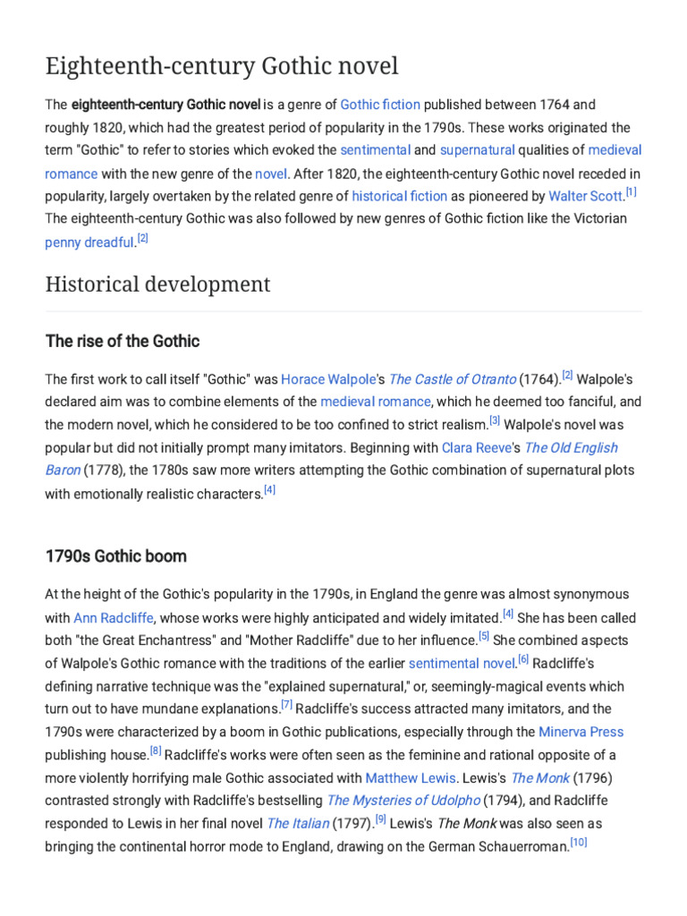 Eighteenth-Century Gothic Novel - Wikipedia | PDF
