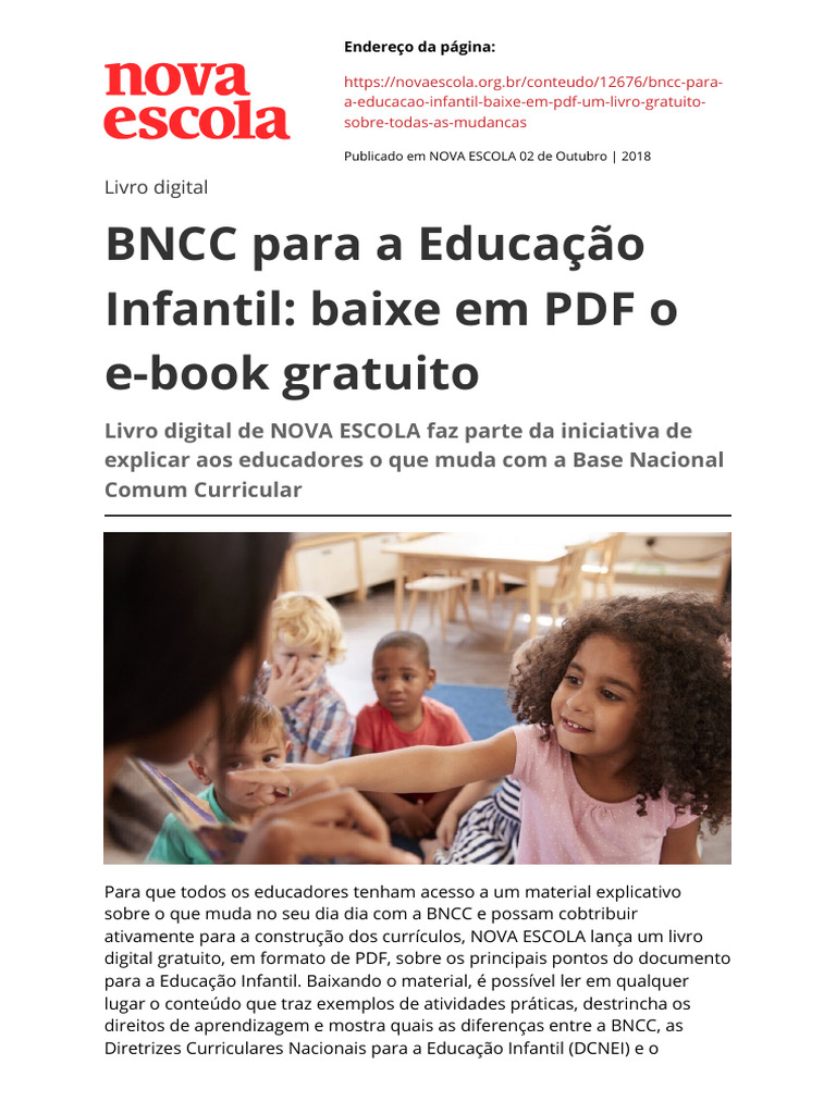 bncc-para-a-educacao-infantil-baixe-em-pdf-o-e-book-gratuitopdf | PDF | Pré-escola | Aprendizado