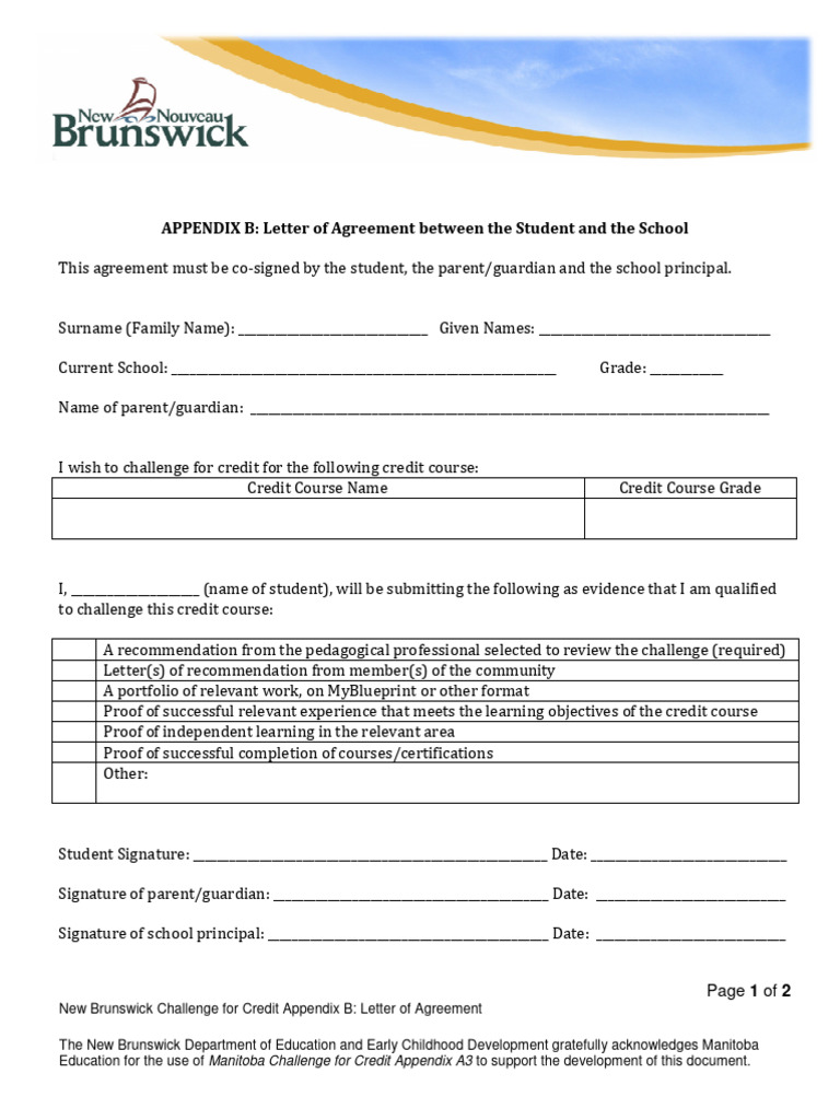 Challenge For Credit Appendix B | PDF