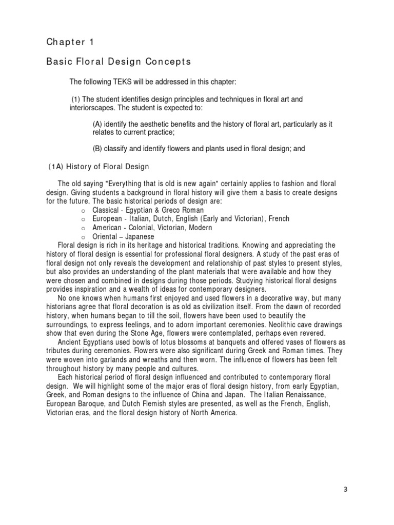 Floral Design Curriculum Chapter 1 | PDF | Flowers | Ikebana