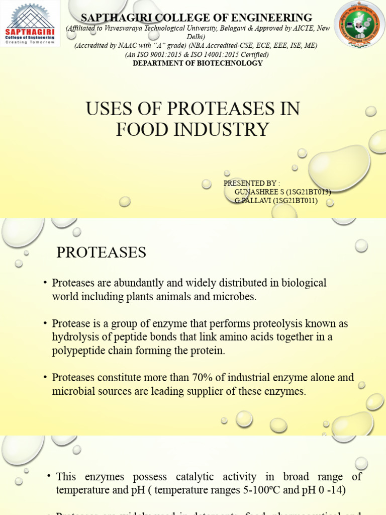 Uses of Proteases in Food Industry | PDF | Protease | Proteolysis