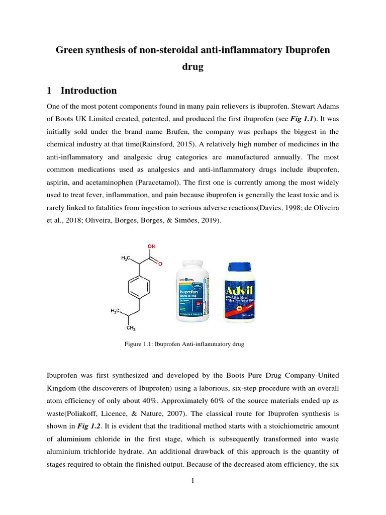 Green Synthesis of Ibuprofen Explained | PDF | Nonsteroidal Anti ...