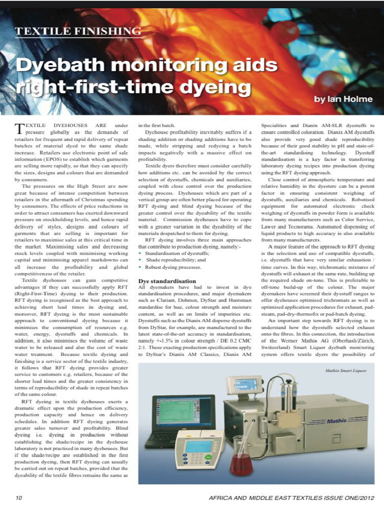 Dyebath Monitoring Aids Right-First-Time Dyeing | PDF