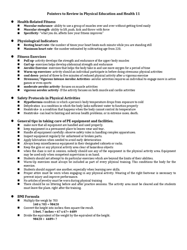 Physical Education & Health Review Guide | PDF | Aerobic Exercise ...