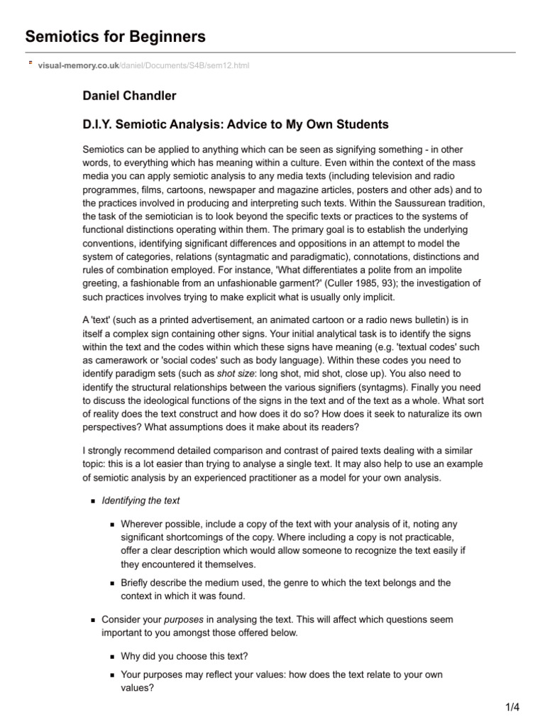 Chandler D Semiotics for Beginners | PDF | Semiotics | Genre