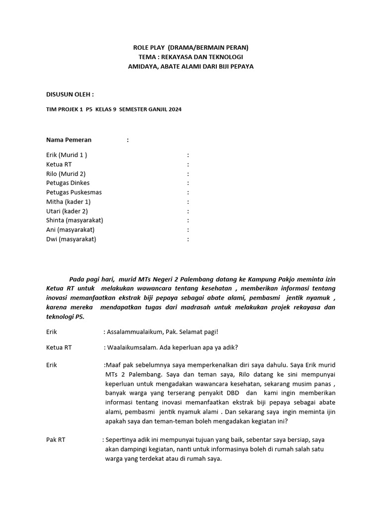Naskah Drama (Role Play DBD) | PDF | Kesehatan Holistik
