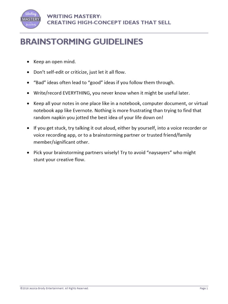 Handout+ +Brainstorming+Guidelines | PDF