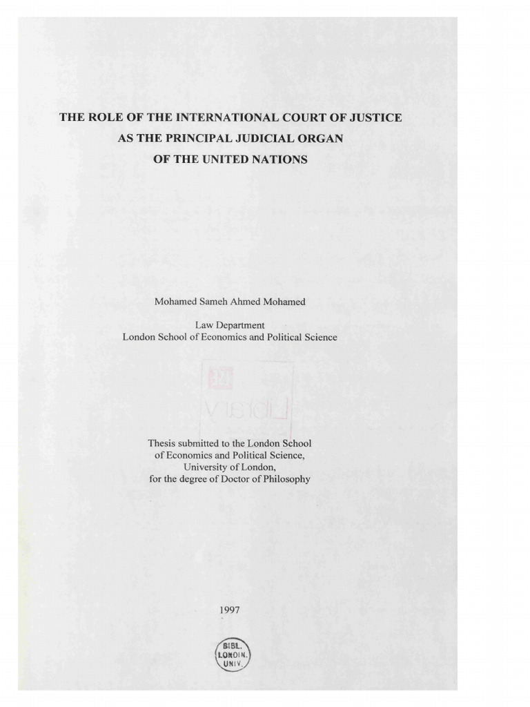 The Role of The International Court of Justice As The Principal ...