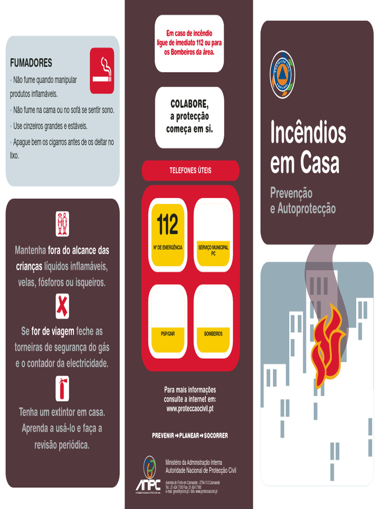 Panfleto sobre Incêndios em Casa | PDF