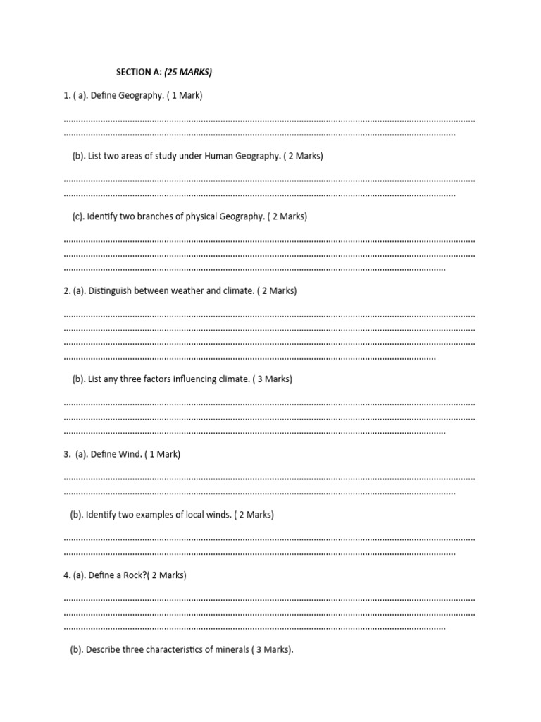 Form 2 Geography Exam Questions | PDF | Climate | Climate Change